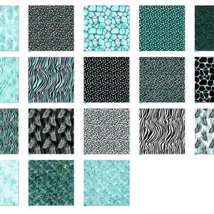 Turquoise Safari Digital Paper - Seamless Aqua African Animal Print ...