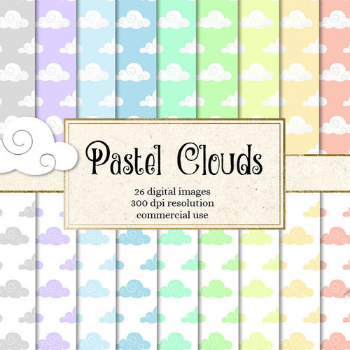 Cloud Digital Paper Seamless Clouds Cloud Patterns - Etsy