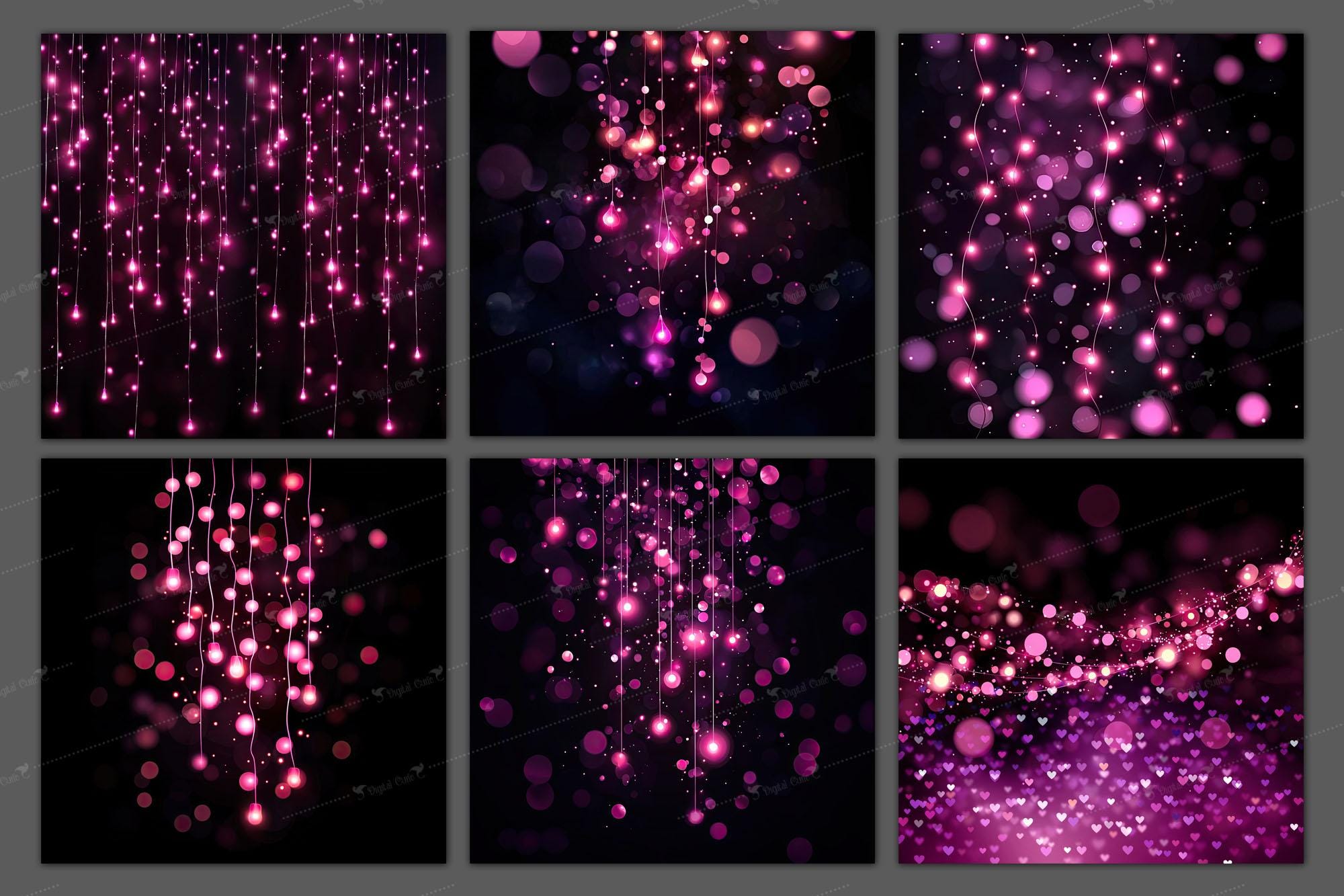 Pink Sparkling Bokeh Backgrounds, Valentine Heart Fairy Light Effects ...