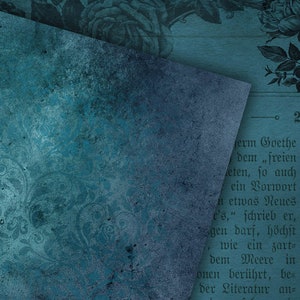 Vintage Teal Digital Paper, Antique Scrapbook Paper, Turquoise Aqua ...
