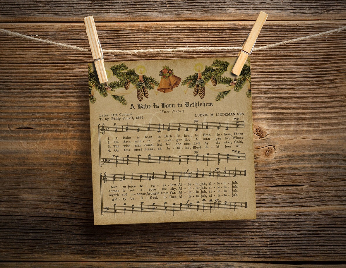 Vintage Christmas Sheet Music Digital Paper Scrapbook Paper - Etsy