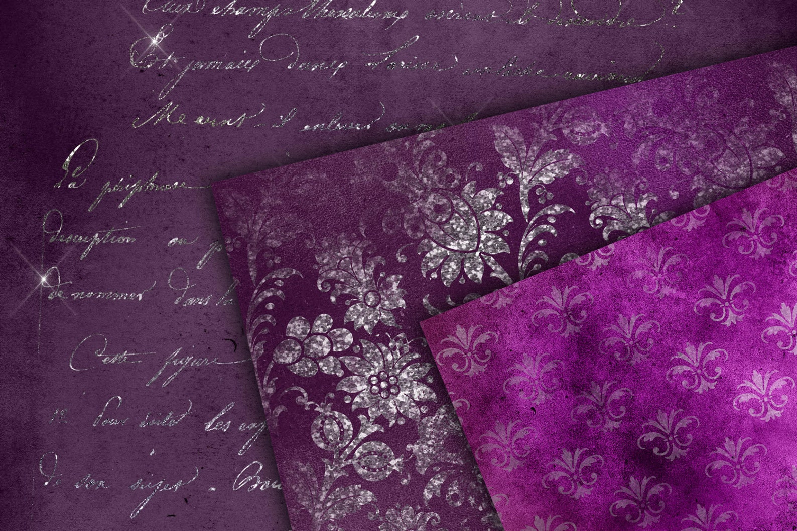 Distressed Purple and Silver Digital Paper Grunge Backgrounds - Etsy