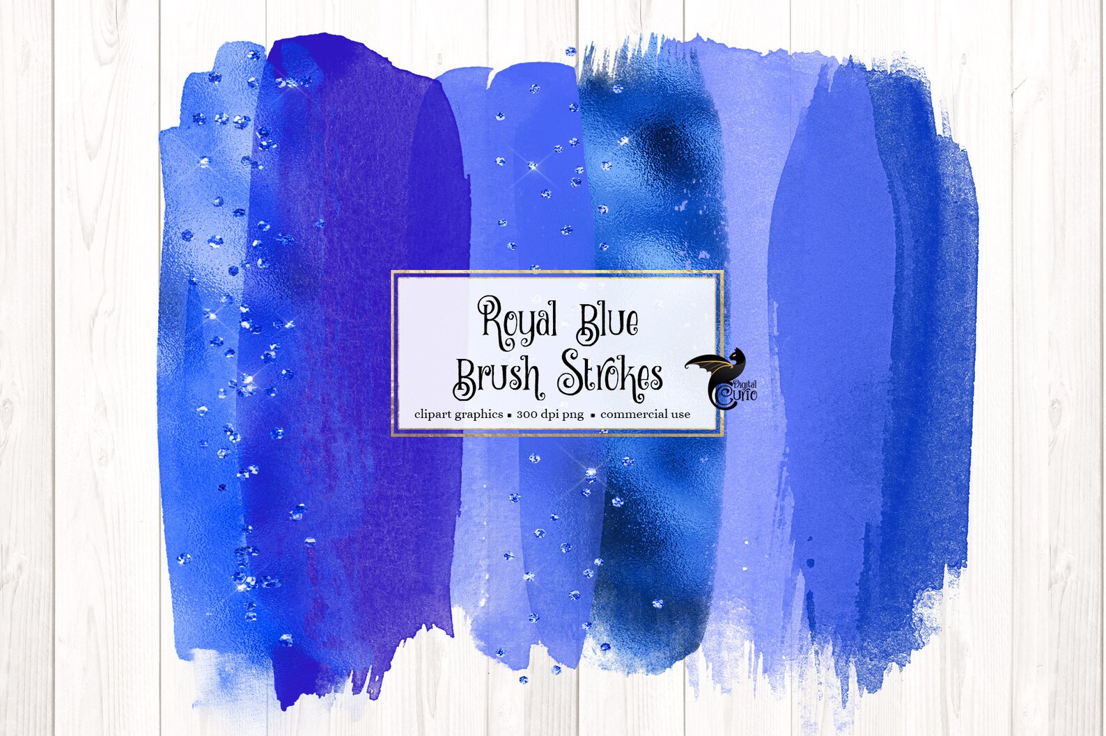 Royal Blue Brush Strokes Clipart Autumn Glitter Watercolor - Etsy