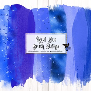 Royal Blue Brush Strokes Clipart, Autumn Glitter Watercolor Paint ...