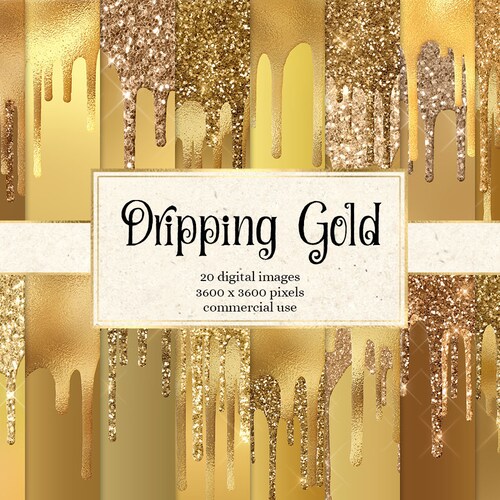 Dripping Gold Clipart Gold Glitter Drips Like Frosting With - Etsy