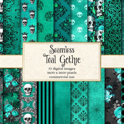 Vintage Halloween Digital Paper Textures Antique Skull Damask - Etsy