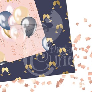 Blush and Navy Celebration Digital Paper - Seamless Pattern Backgrounds ...