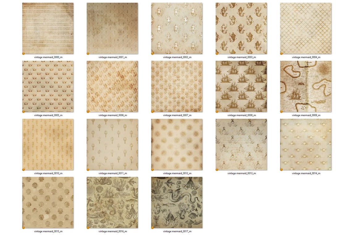 Vintage Mermaid Digital Paper Printable Antique Nautical - Etsy