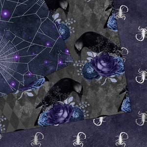 Midnight Witch Digital Paper, Seamless Grunge Halloween Patterns With ...
