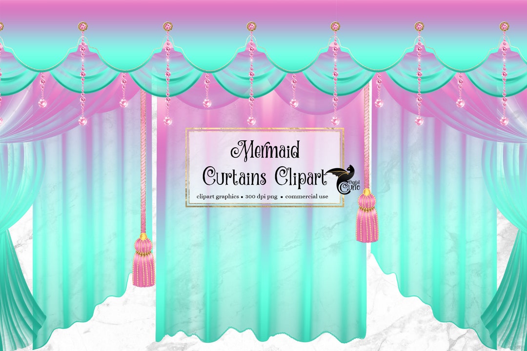 Mermaid Ombre Curtain Clipart, Stage Drapes, Graphics (PNG) - Etsy