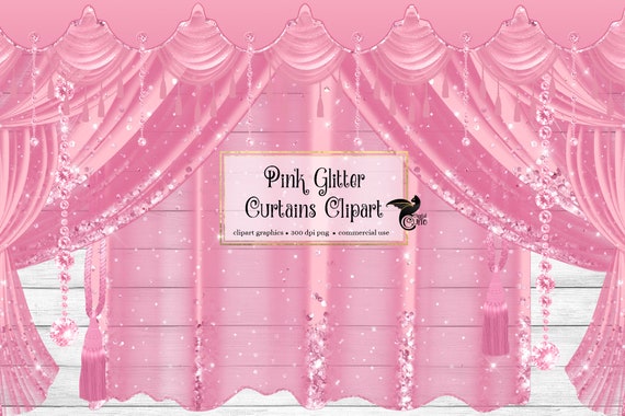 Pink Glitter Curtains Clipart Digital Curtain Backdrop Clip - Etsy UK