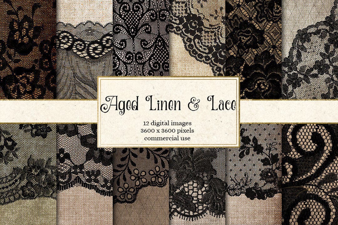 Aged Linen and Lace Digital Paper, Distressed Texture, Grunge Textures ...
