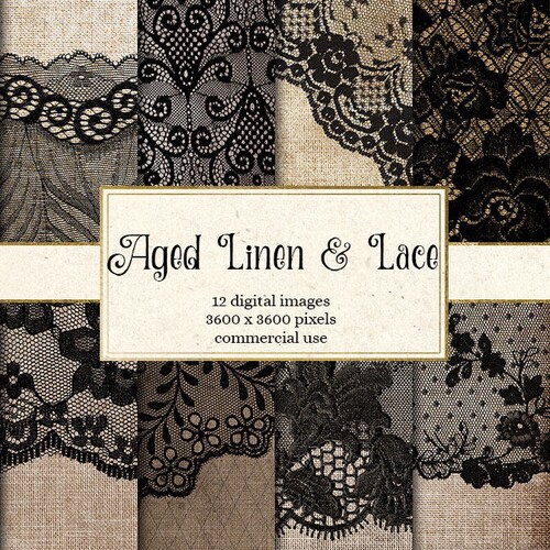 Aged Linen and Lace Digital Paper Distressed Texture Grunge - Etsy