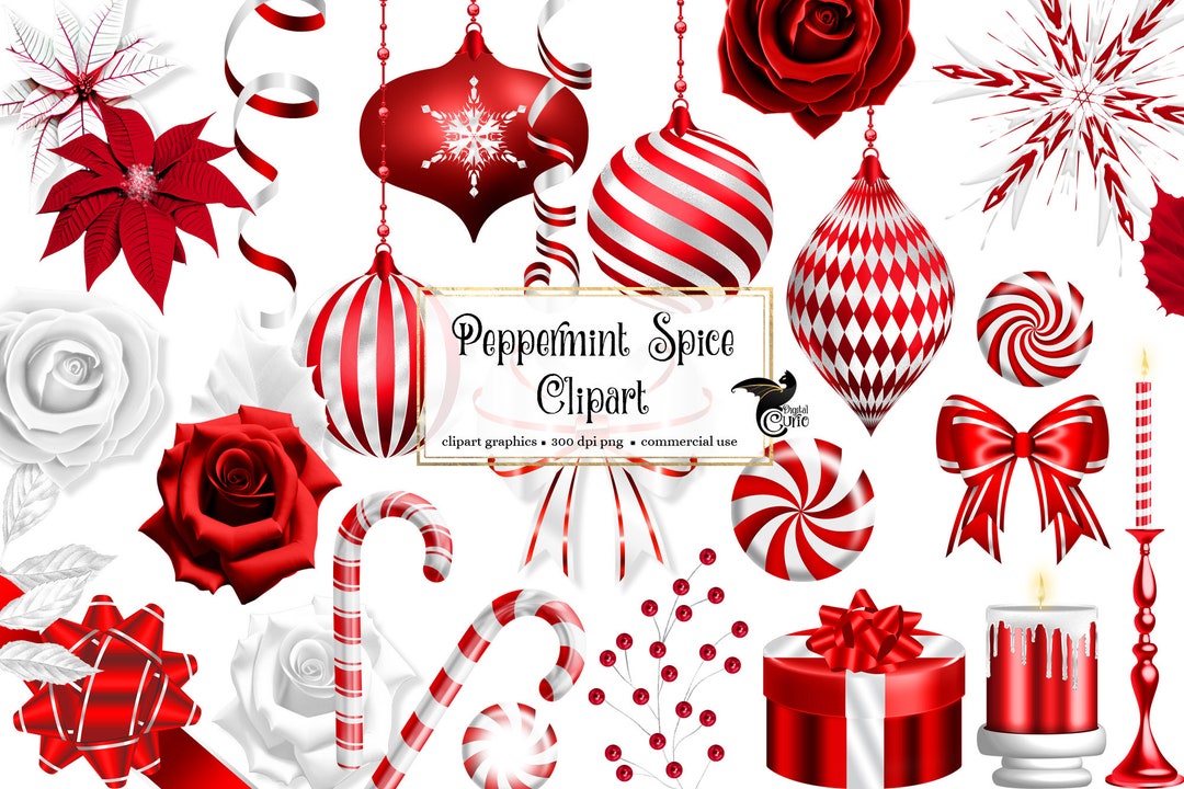 Peppermint Spice Clipart - Digital Candy Cane Christmas Graphics ...