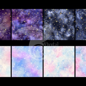 Watercolor Zodiac Digital Paper - Seamless Textures With Gold Star ...