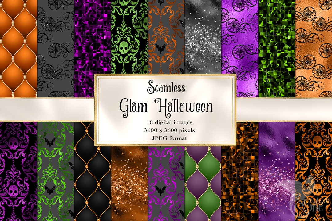 Glam Halloween Digital Paper - Seamless Textures With Glitter and ...