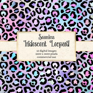Iridescent Leopard Print Digital Paper, Seamless Cheetah Skin Pattern ...