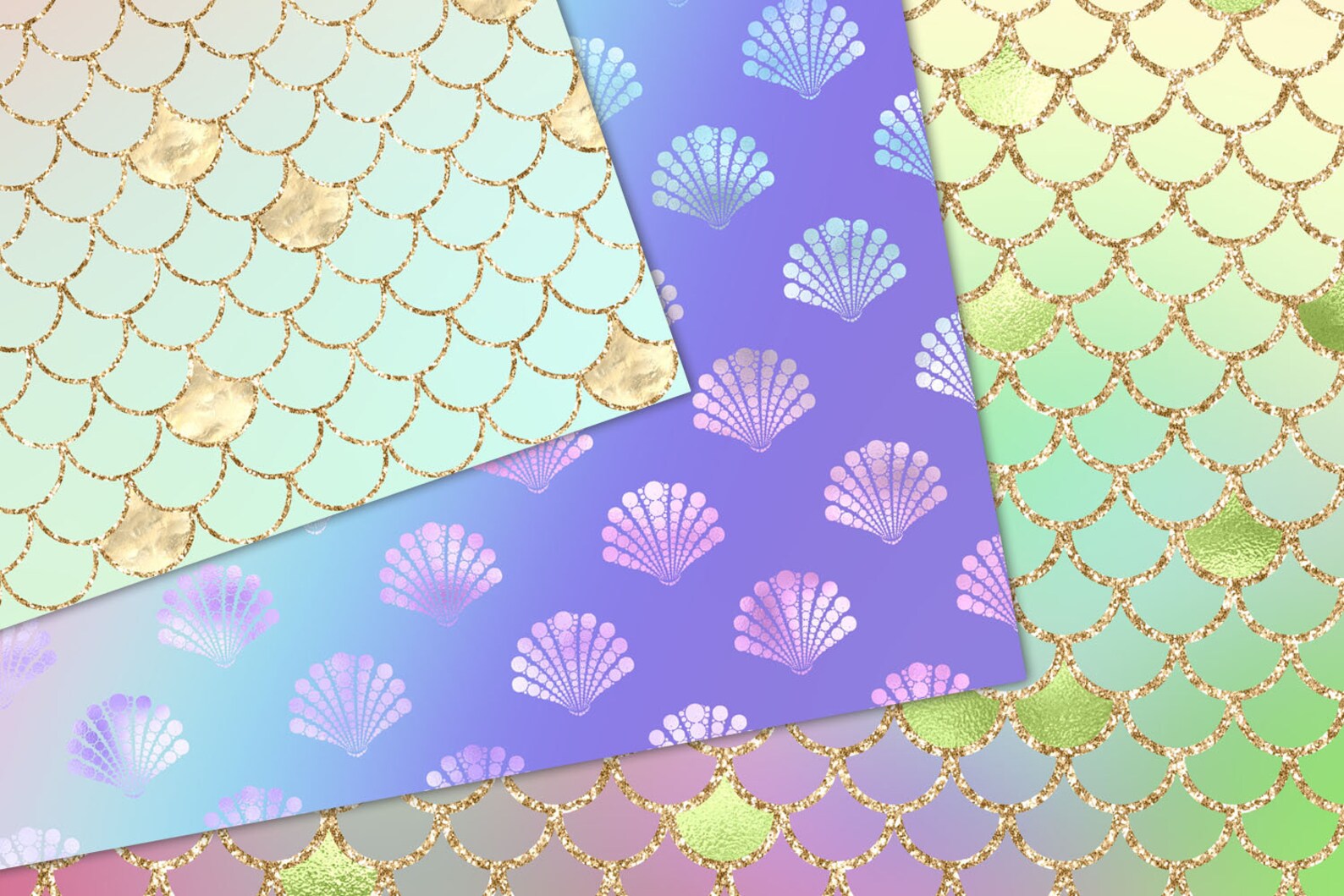 Mermaid Scale Digital Paper, Rainbow Gold Glitter (digital Download) - Etsy