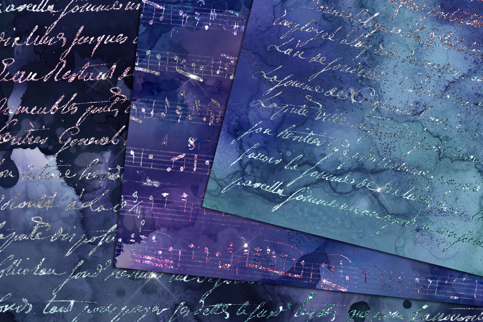 Mermaid Letters Digital Paper Glitter Mermaid Textures - Etsy