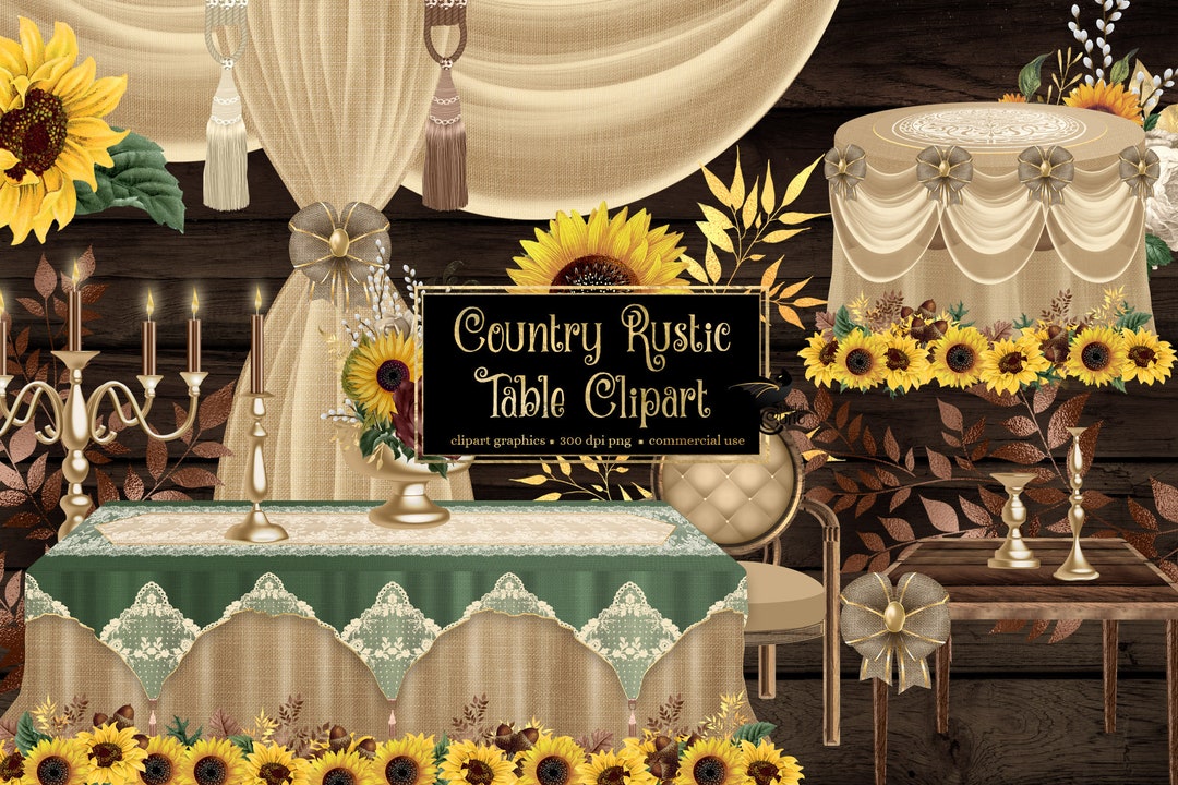 Rustic Country Tables Clipart - Digital Wedding Banquet Scene Creator ...