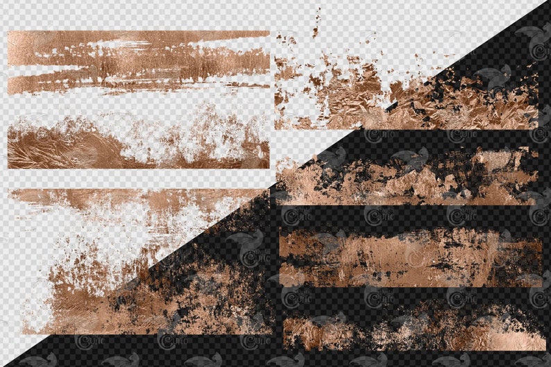 Rose Gold Flake Borders Clip Art Faux Gold Foil Digital | Etsy