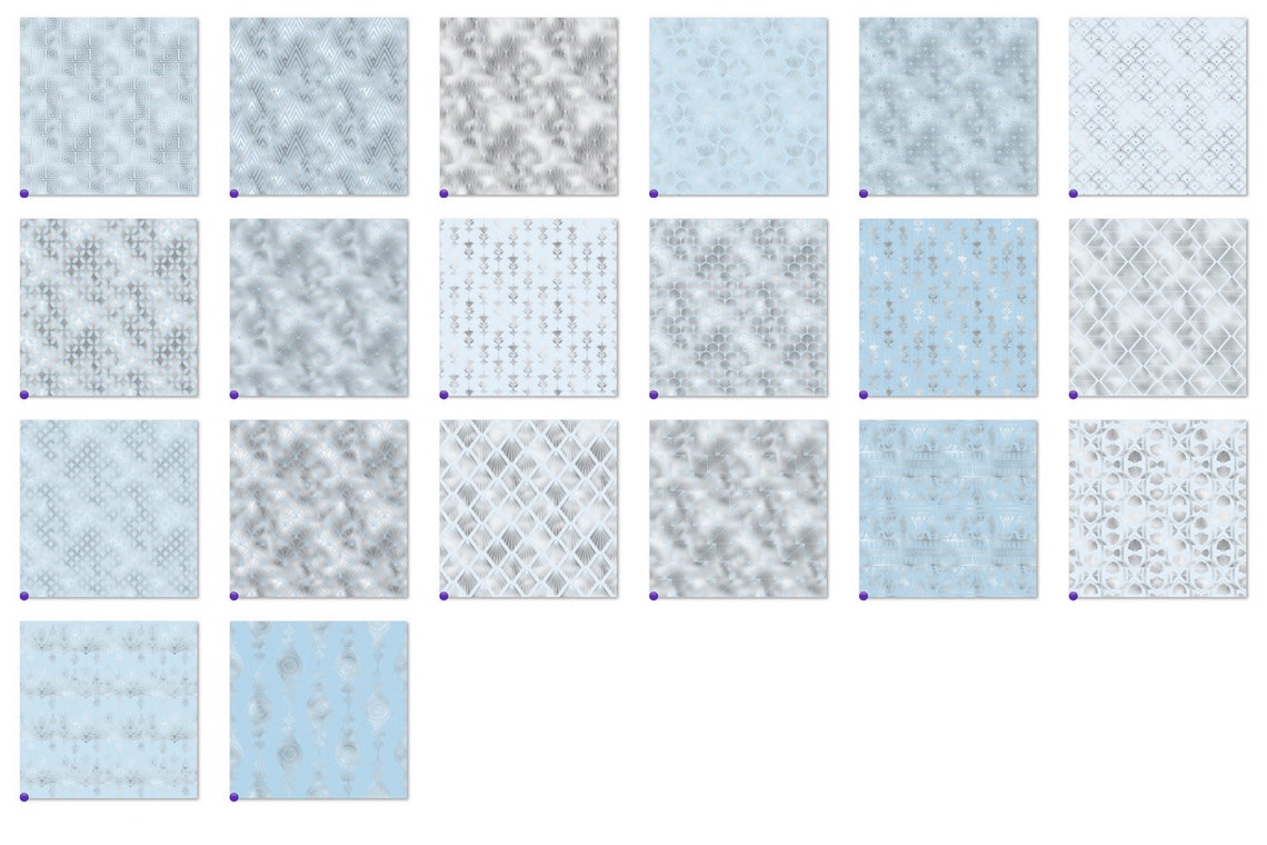 Blue and Silver Art Deco Digital Paper Seamless Deco Patterns | Etsy