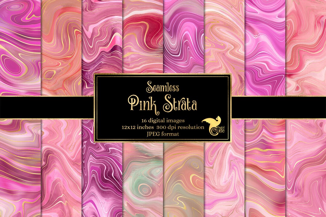 Pink Strata Textures - Seamless Digital Papers With Marble Vein Agate Geode Mineral Textures ...