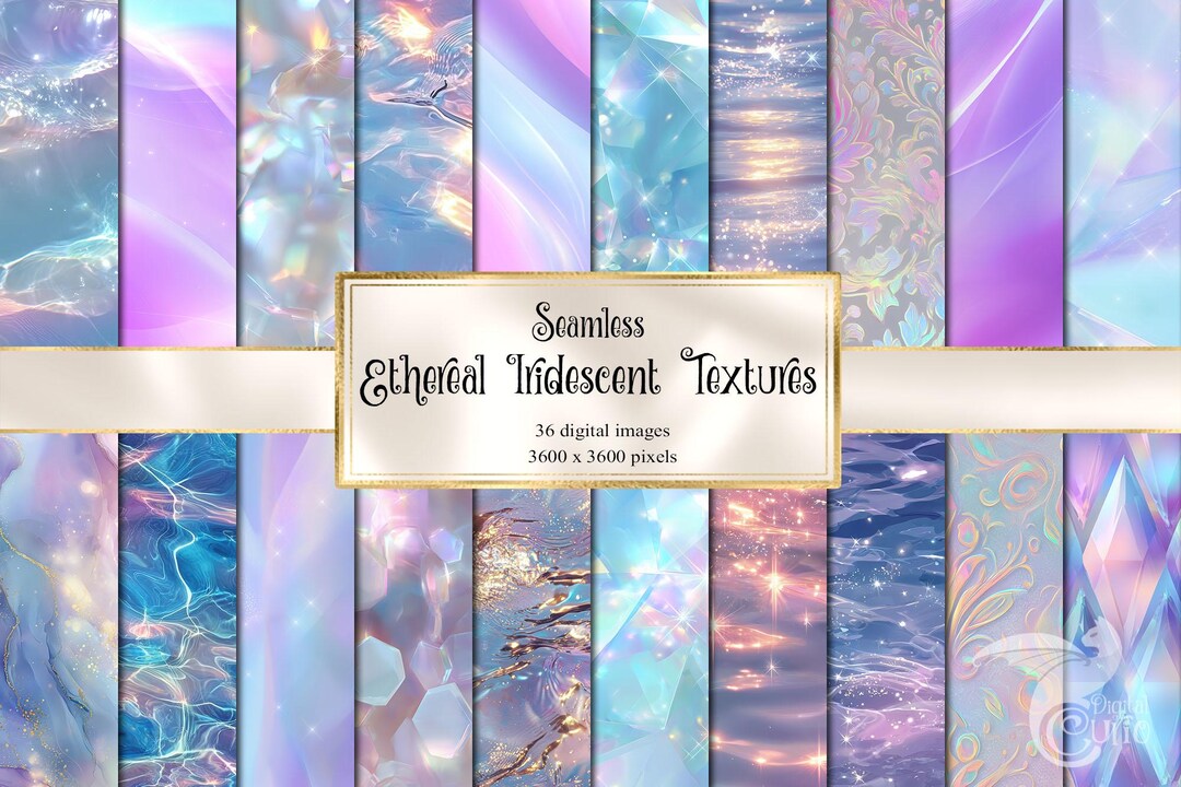 Ethereal Iridescent Textures Digital Paper – Seamless Pastel Shimmer ...