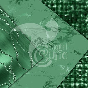 Luxury Emerald Digital Paper, Seamless Green Textures With Glitter and ...