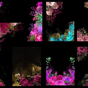 5x7 Shabby Floral Overlays for Invitations, Planners, Journal Pages ...