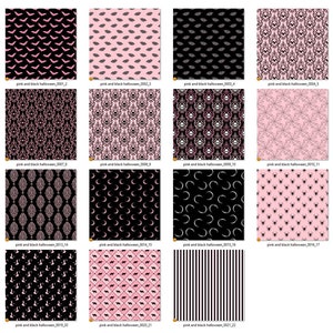 Pink and Black Halloween Digital Paper, Witch, Skulls (digital Download ...