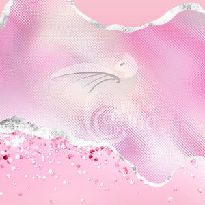 Pink and Silver Glam Edge Backgrounds - Digital Paper With Metallic ...
