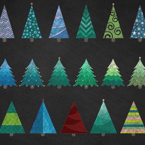 Chalkboard Christmas Trees PNG Clipart, Instant Download Scrapbook ...