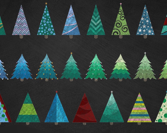 Chalkboard Christmas Tree Clip Art. Hand Drawn Chalk Christmas ...