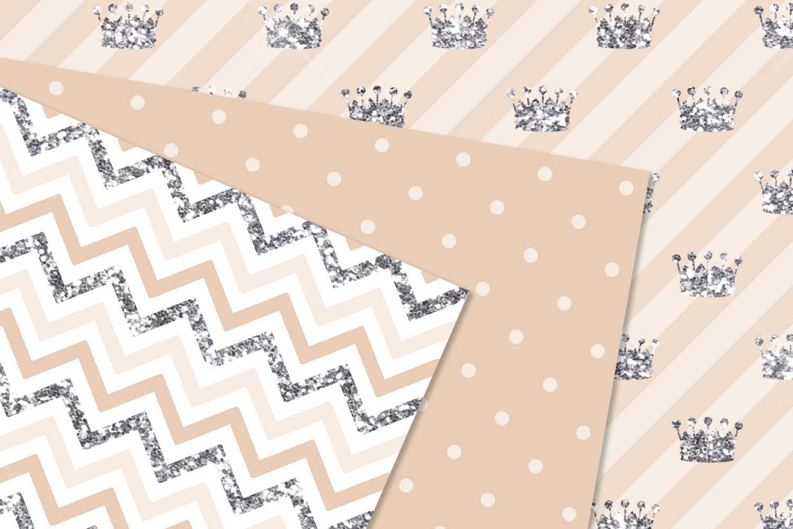 Peach and Silver Glitter Digital Paper Seamless Royal Baby - Etsy