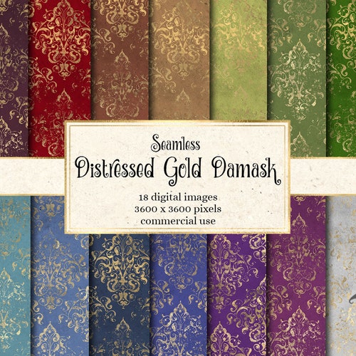 Red and Gold Damask Digital Paper Seamless Damask Patterns - Etsy
