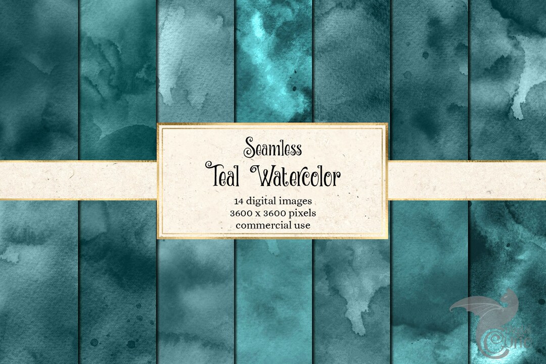 Teal Watercolor Digital Paper - Seamless Watercolor Textures Instant ...