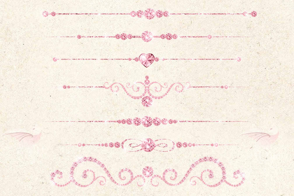 Pink Diamond Dividers Clipart Luxury Bling Wedding Clip Art - Etsy