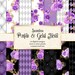 Purple and Gold Floral Digital Paper, Lavender and Gold Printable ...