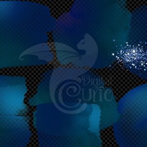 Ocean Watercolor Elements Watercolor Paint Clip Art With Navy and Teal ...