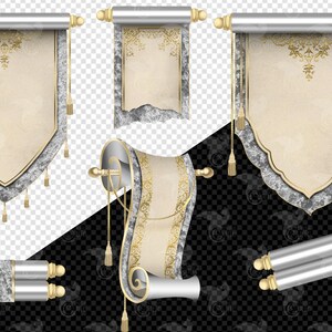 Silver Scrolls Clipart - Fantasy Tapestry Designs (digital Download) - Etsy