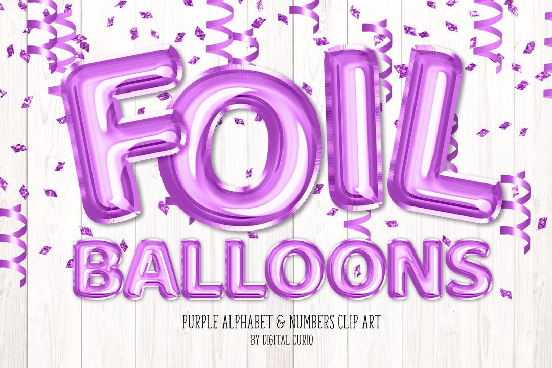 Purple Foil Balloon Alphabet Clip Art - Digital Instant Download ...