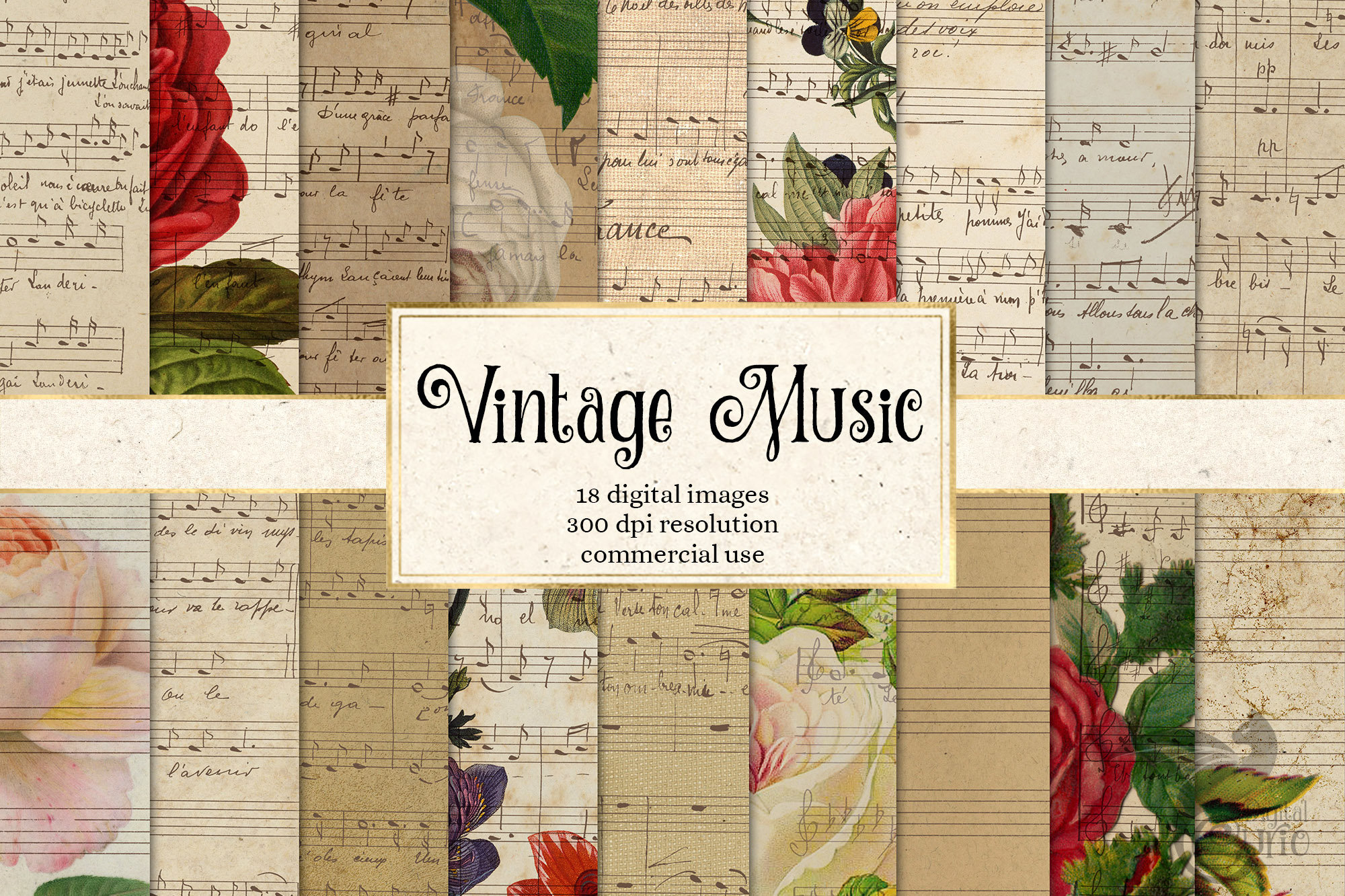 Vintage Music Digital Paper - Antique Sheet Music Backgrounds ...