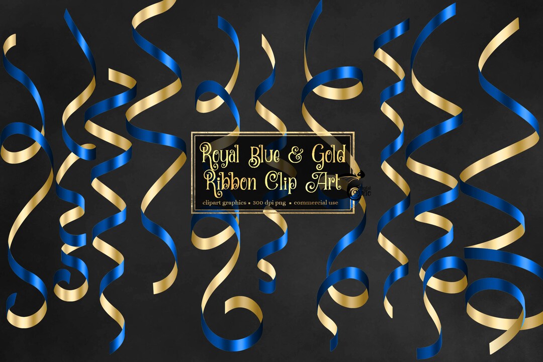 Royal Blue and Gold Ribbon Clip Art - Curling Ribbons in Png Format ...