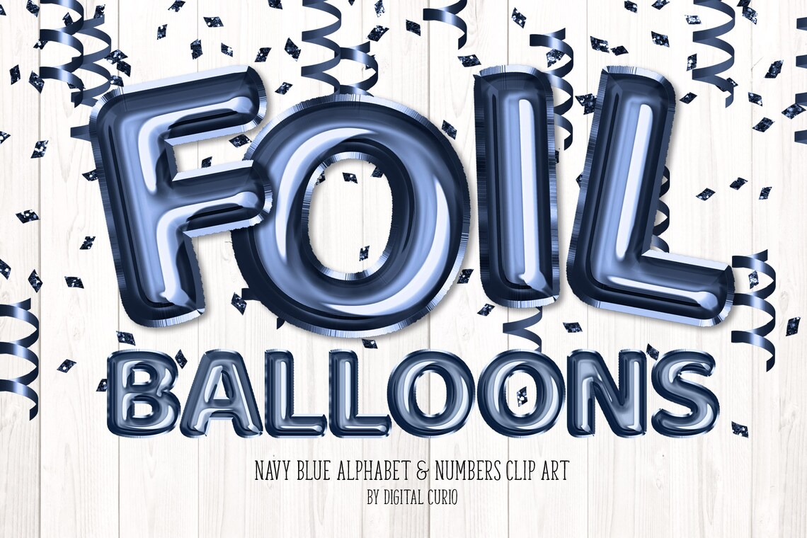 Navy Blue Foil Balloon Alphabet Clip Art – Party Graphics (digital ...