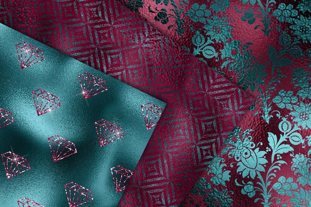 Burgundy and Teal Glam Digital Paper Seamless Red Burgundy | Etsy