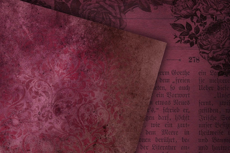 Vintage Burgundy Digital Paper Antique Scrapbook Paper Red | Etsy