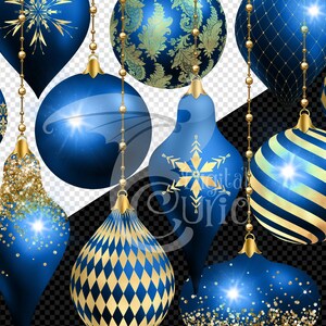 Royal Blue and Gold Christmas Ornaments Clipart (digital Download) - Etsy