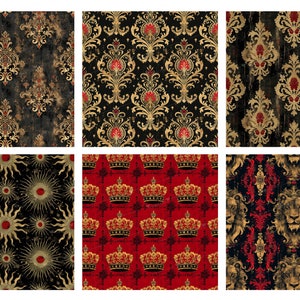 Distressed Royal Red and Gold Digital Paper - Seamless Printable ...
