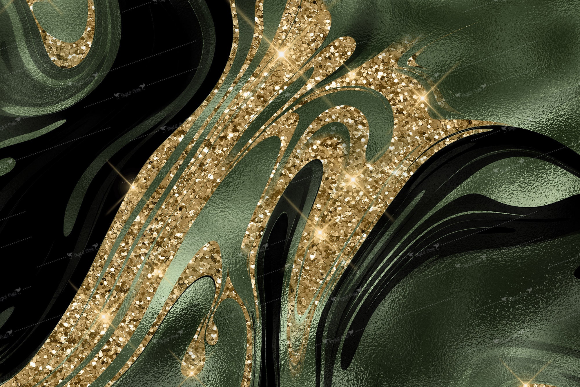 Emerald Green and Gold Glitter Digital Paper, Seamless Foil Backgrounds ...